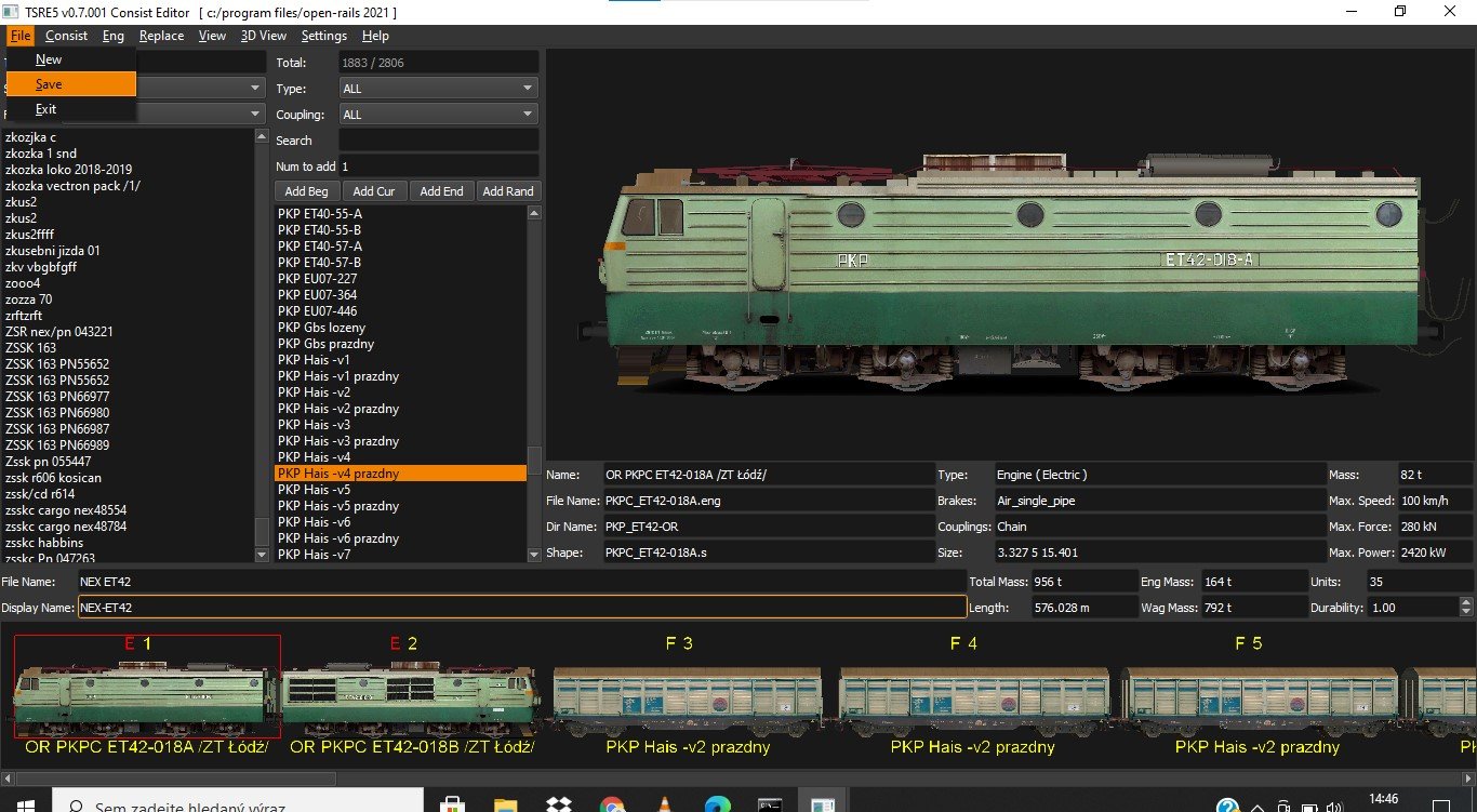Tvorba vlakových souprav v TSRE5 | Diskuze nejen o hře Microsoft Train Simulator, Open Rails a ...